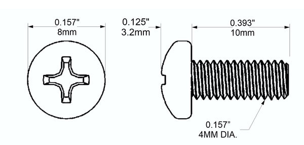 Stainless Steel TV or Monitor Mounting Screws, 4 pcs. M4-0.7x10mm and ...